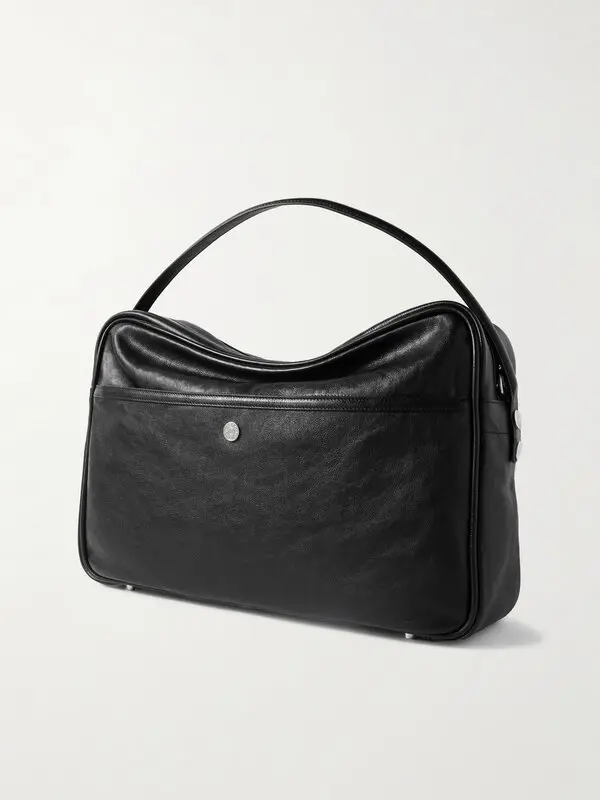 Acne Studios Medium Embellished Textured-leather Tote Bag - Black
