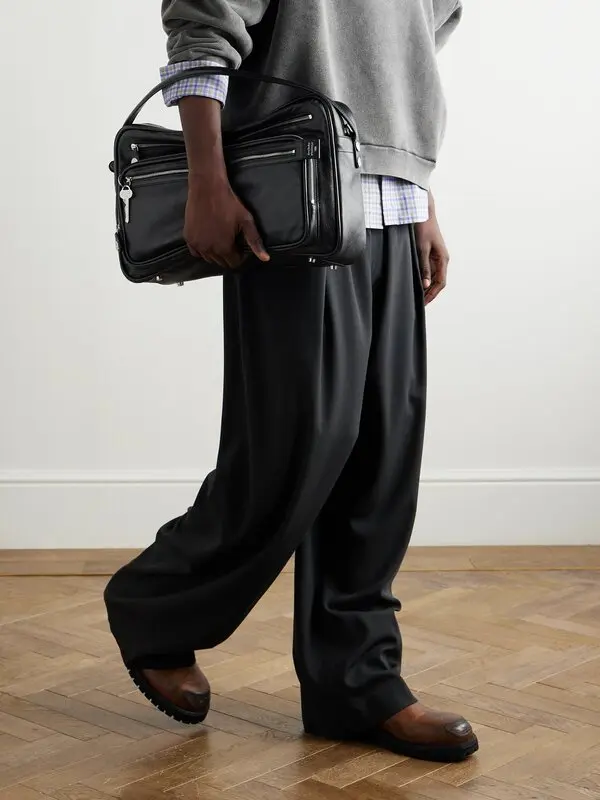 Acne Studios Medium Embellished Textured-leather Tote Bag - Black