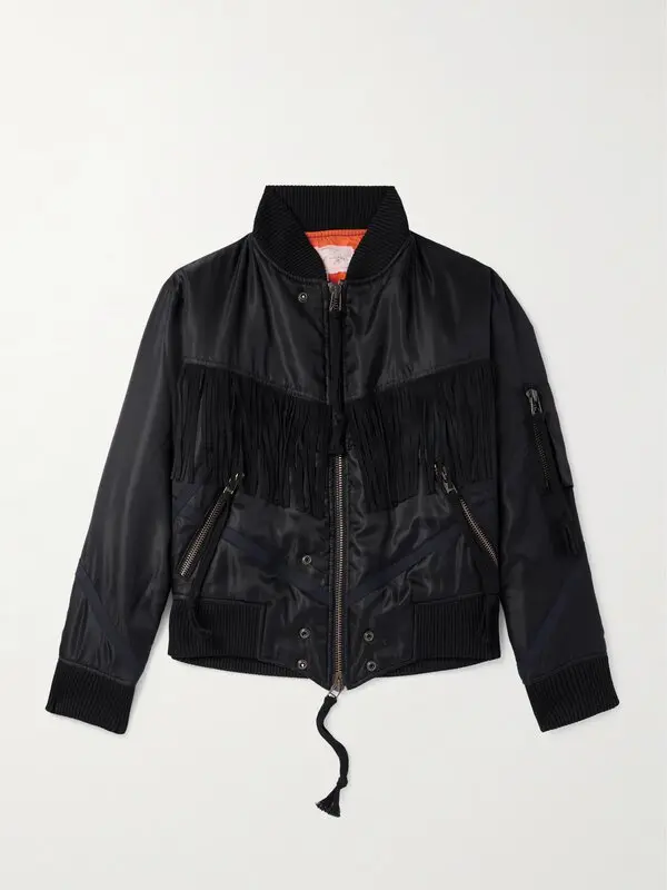 GREG LAUREN Tails Slim-fit Fringed Suede-trimmed Shell Bomber Jacket