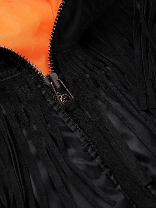 GREG LAUREN Tails Slim-fit Fringed Suede-trimmed Shell Bomber Jacket