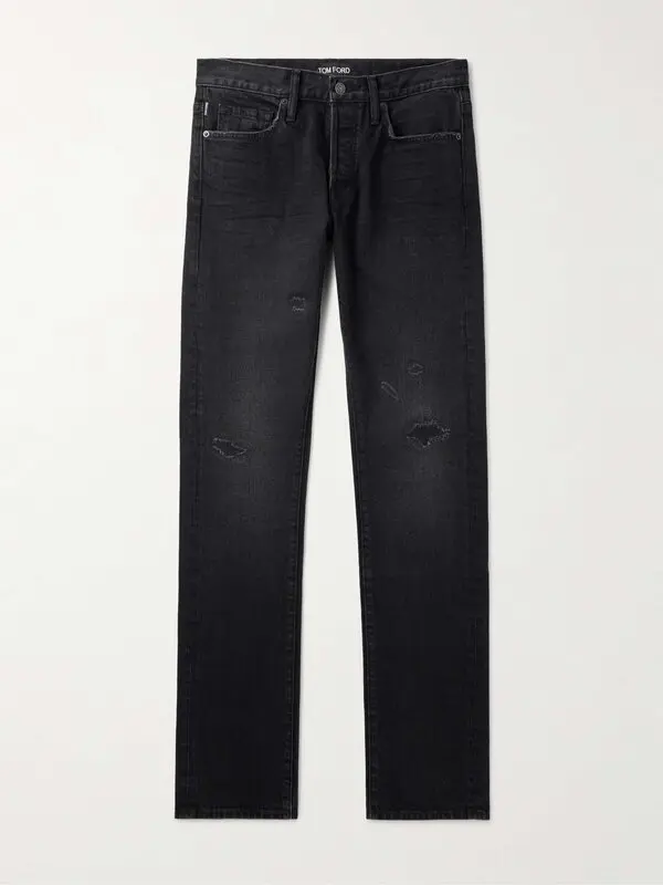 TOM FORD Slim-fit Distressed Selvedge Jeans