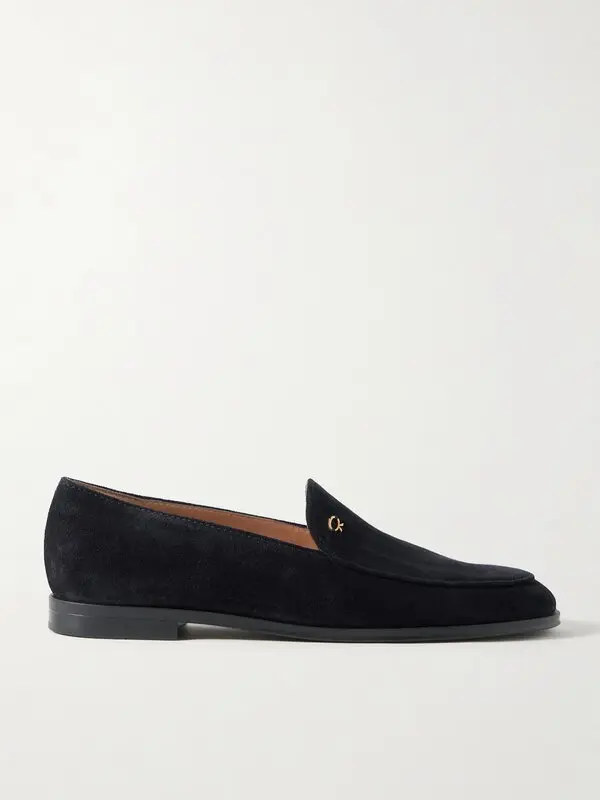 GIANVITO ROSSI Embellished Suede Loafers - Blue