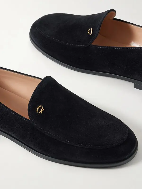 GIANVITO ROSSI Embellished Suede Loafers - Blue