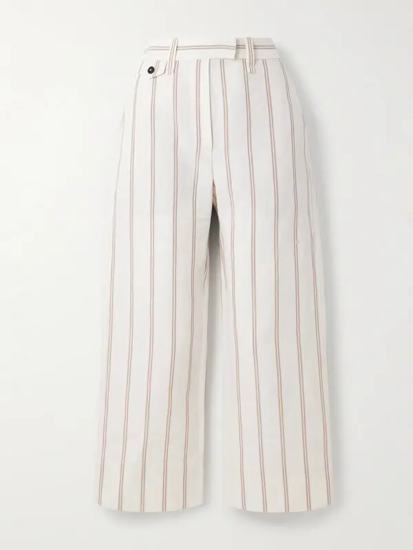 Brunello Cucinelli Cropped Striped Wide-leg Pants - Neutrals