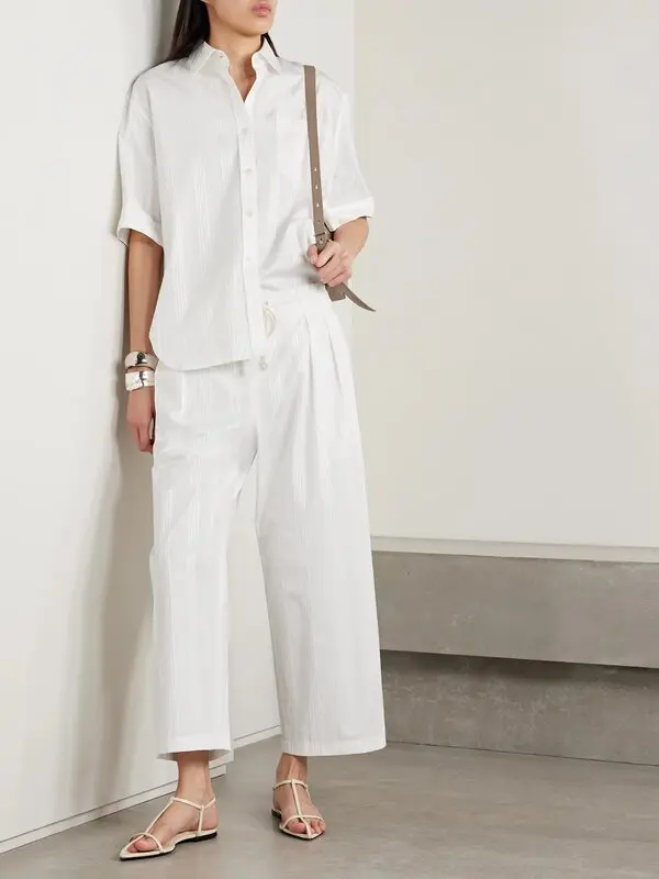 Maria Mcmanus Oversized Striped Organic Cotton-jacquard Shirt