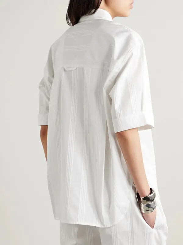 Maria Mcmanus Oversized Striped Organic Cotton-jacquard Shirt