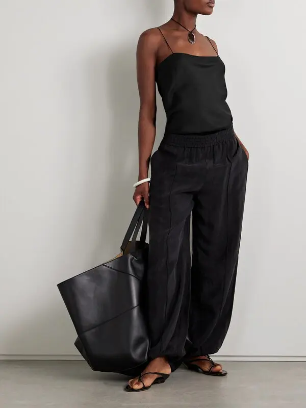 Another Tomorrow Silk-twill Camisole - Black