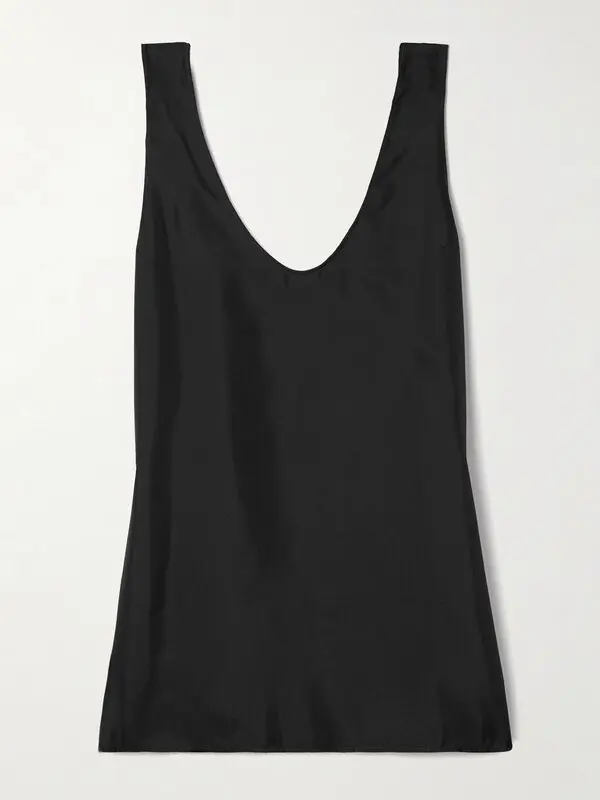 Another Tomorrow Silk-twill Tank - Black