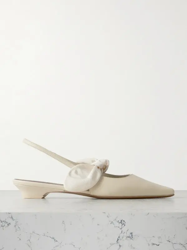 NEOUS Uba Bow-embellished Slingback Flats - Neutrals