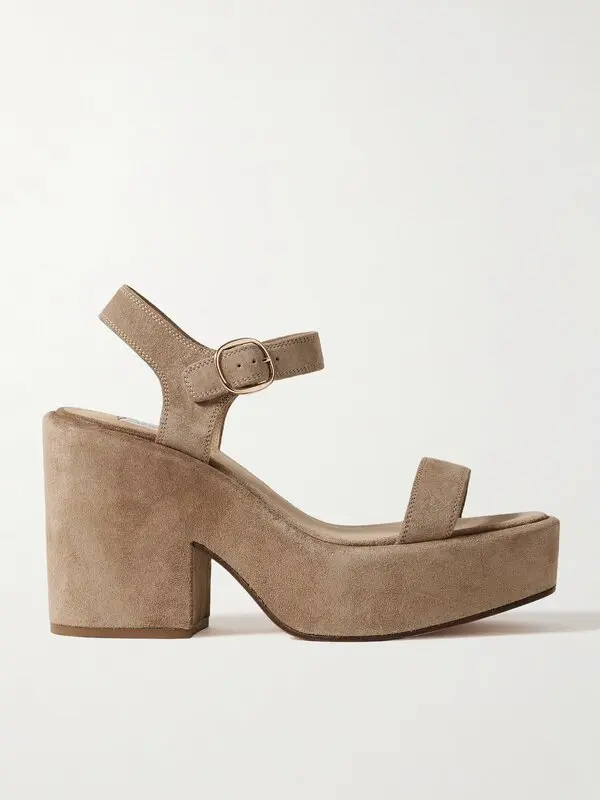 Gabriela Hearst Iman Suede Platform Sandals - Neutrals