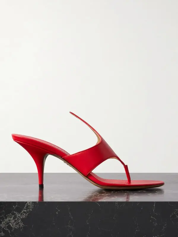 FERRAGAMO Lyrai Leather Mules - Red
