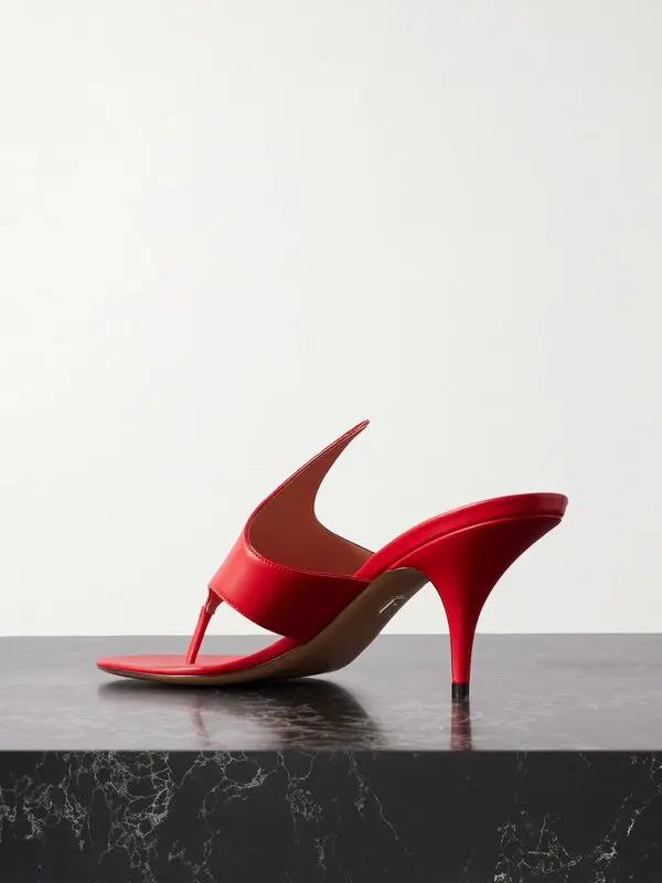 FERRAGAMO Lyrai Leather Mules - Red