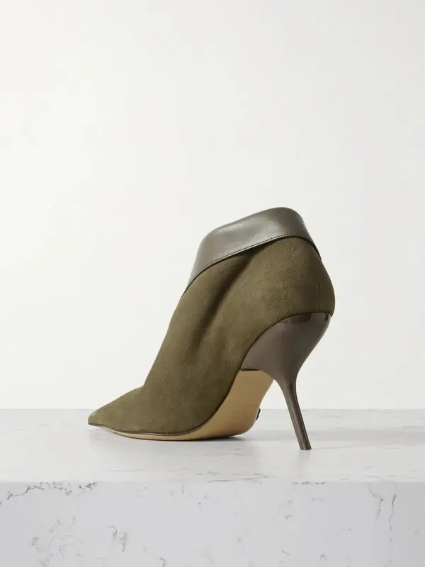 FERRAGAMO Eva Leather-trimmed Ankle Boots