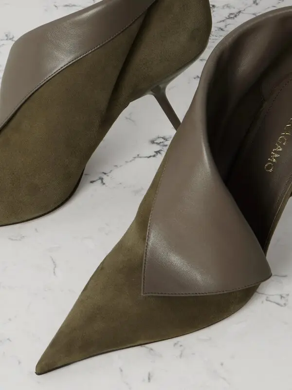 FERRAGAMO Eva Leather-trimmed Ankle Boots