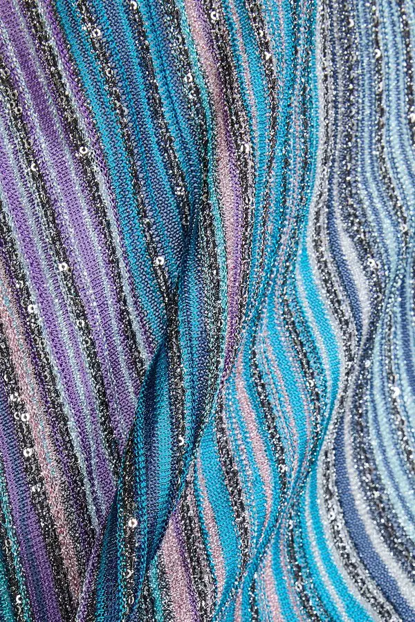 Missoni Sequin-embellished Striped Ribbed-knit Sweater - Violet