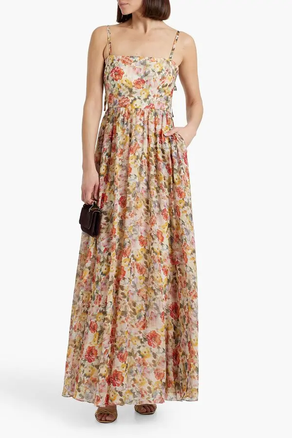 MIKAEL AGHAL Floral-print Voile Maxi Dress