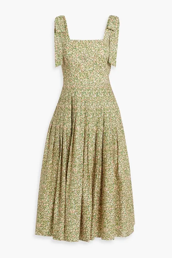 green emerald velvet dress Mikael Aghal Floral Print Sheer Chiffon Midi Dress  Long Sleeve High  MIKAEL  AGHAL