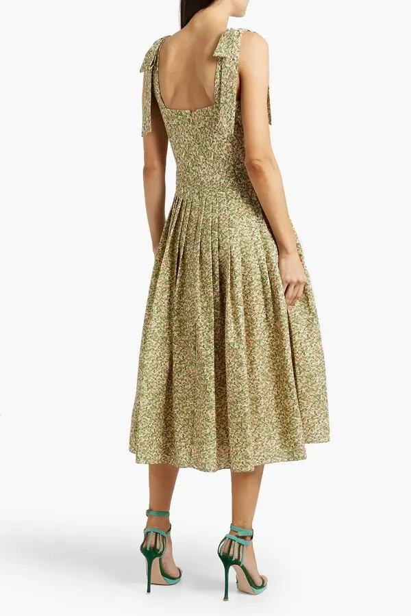 green emerald velvet dress Mikael Aghal Belted Midi Dress – Long Sleeve Tie Neck – MIKAEL AGHAL main image 1