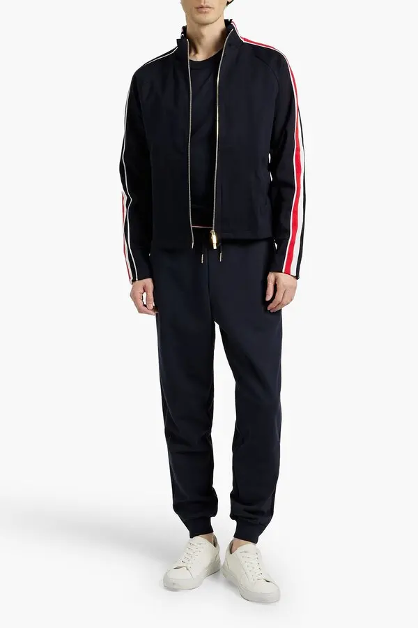 Thom Browne Striped Cotton-jersey Track Jacket - Midnight Blue