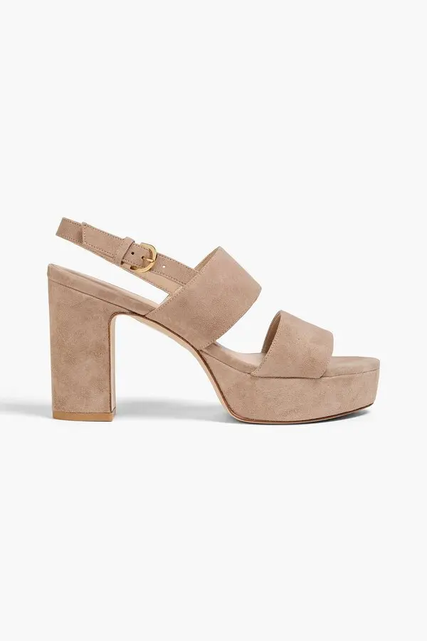 STUART WEITZMAN Ono Suede Slingback Platform Sandals - Beige