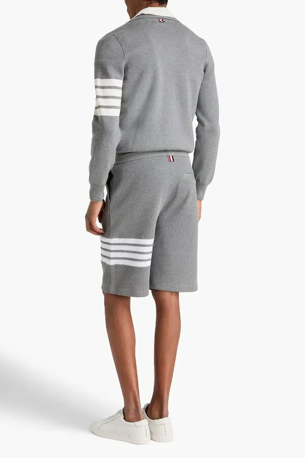 Thom Browne Striped Cotton Waffle-knit Shorts - Gray