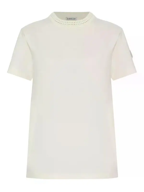 Moncler Crochet-detail Cotton T-shirt - White