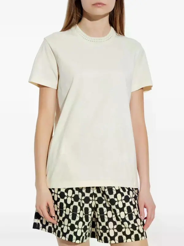 Moncler Crochet-detail Cotton T-shirt - White