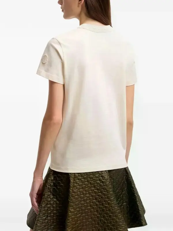 Moncler Crochet-detail Cotton T-shirt - White