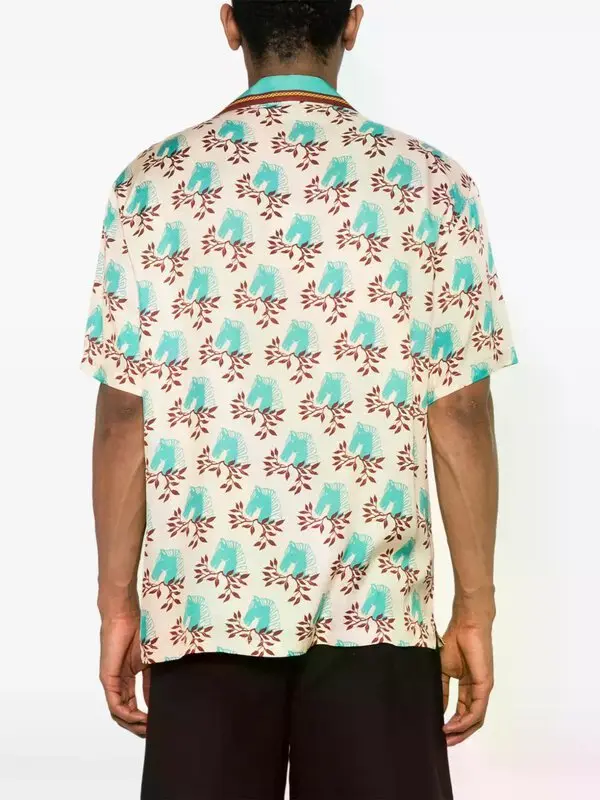 Drole De Monsieur Horse-head Print Shirt - Neutrals