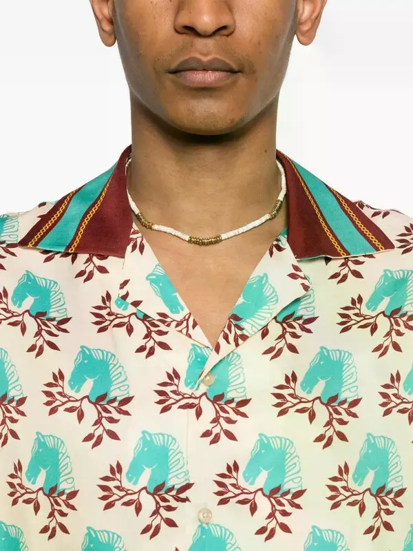 Drole De Monsieur Horse-head Print Shirt - Neutrals