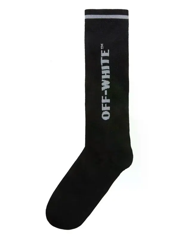 Off-White Intarsia-knit Logo Socks - Black