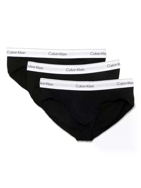 Calvin Klein Logo-waistband Briefs - Black