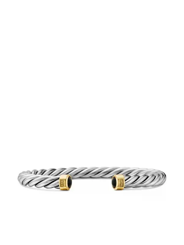 David Yurman 18k Yellow Gold And Black Onyx Cable Bracelet - Ms8bbo