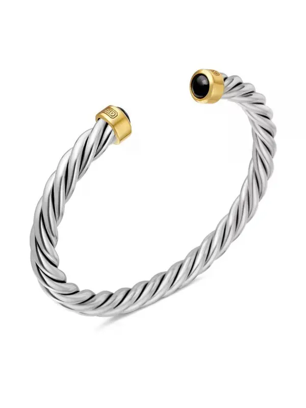 David Yurman 18k Yellow Gold And Black Onyx Cable Bracelet - Ms8bbo