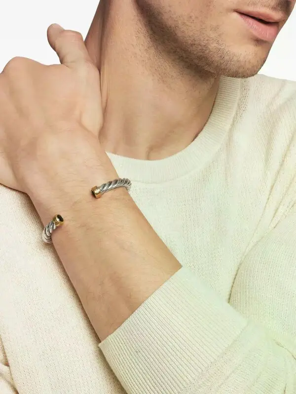 David Yurman 18k Yellow Gold And Black Onyx Cable Bracelet