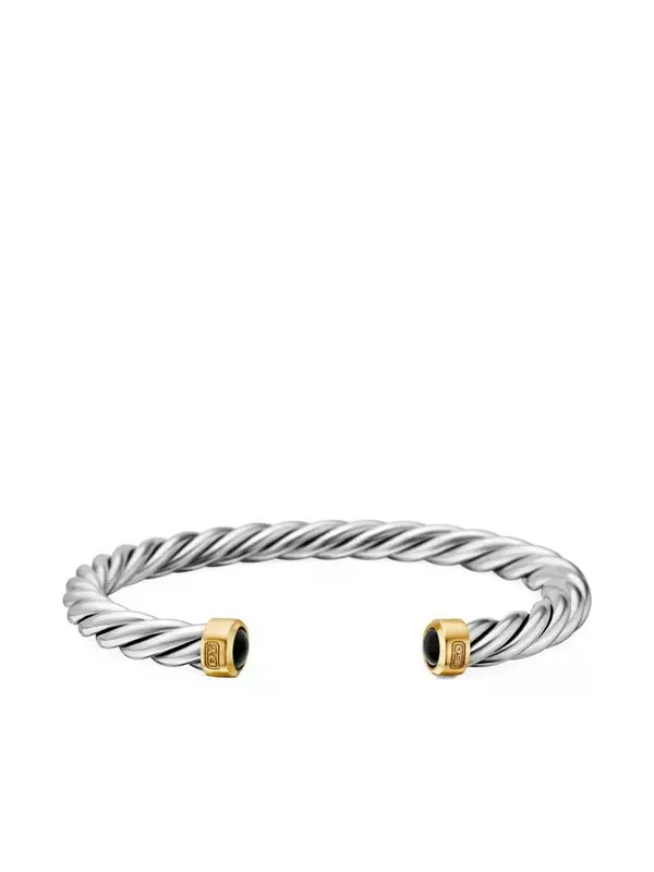 David Yurman 18k Yellow Gold And Black Onyx Cable Bracelet