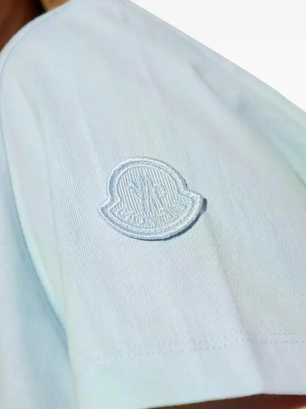 Moncler Crochet-detail Cotton T-shirt - Blue