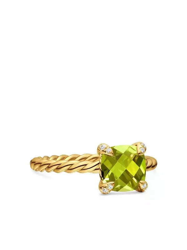 David Yurman 18k Yellow Chatelaine Peridot Ring - Gold