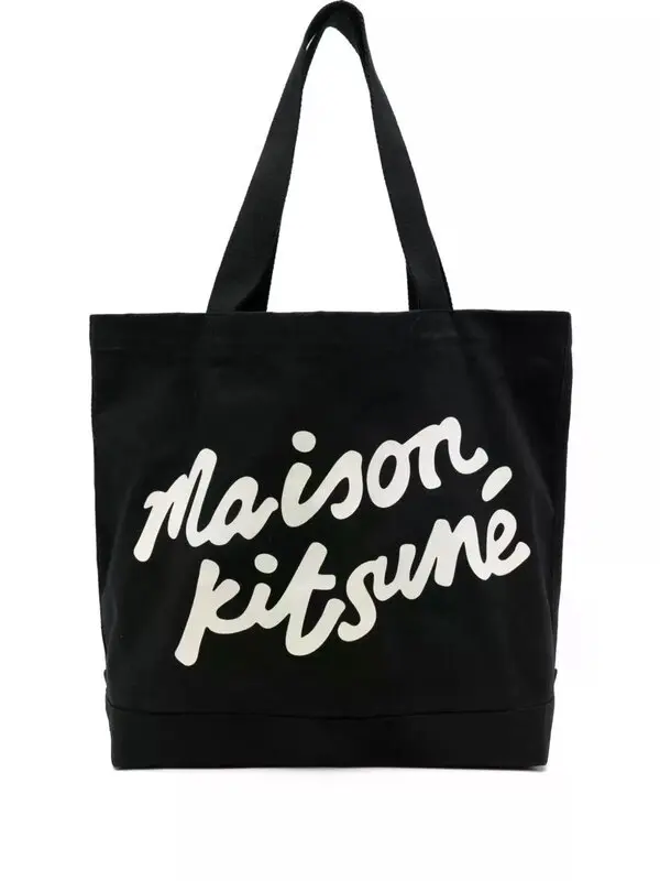 Maison Kitsuné Logo-print Tote Bag - Black
