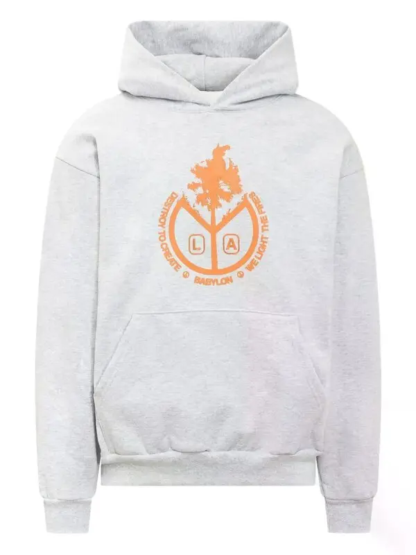 BABYLON Graphic Print Hoodie - Grey