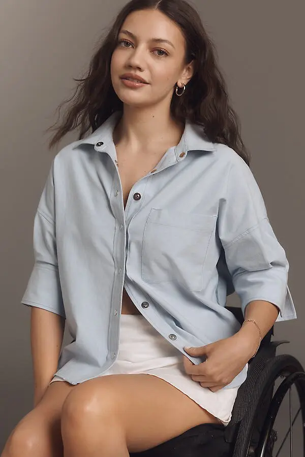 Maeve Mabel Boxy Oxford Shirt Top - Blue