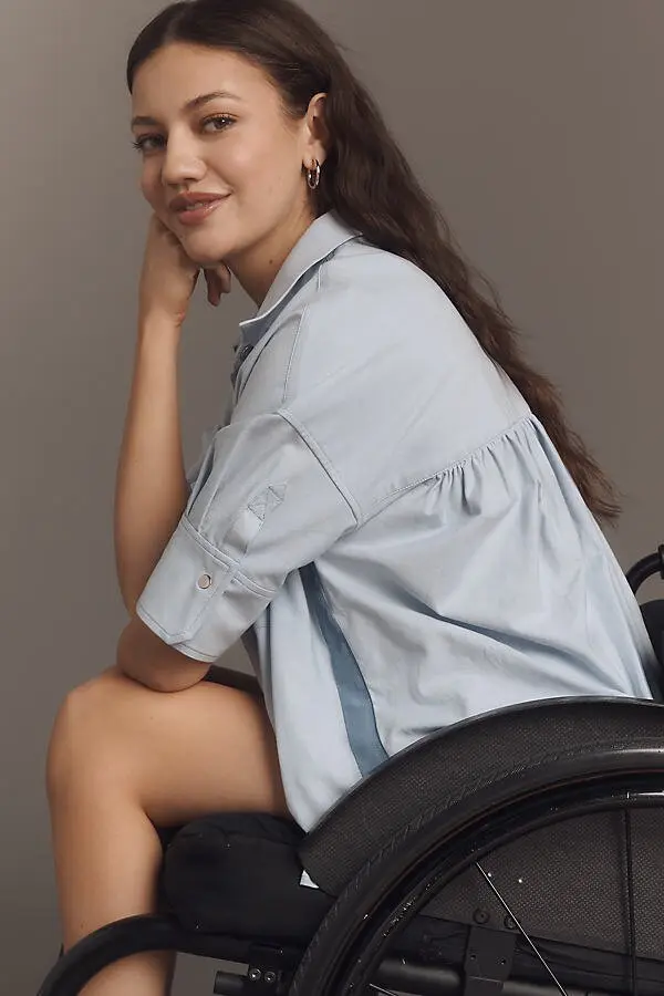 Maeve Mabel Boxy Oxford Shirt Top - Blue