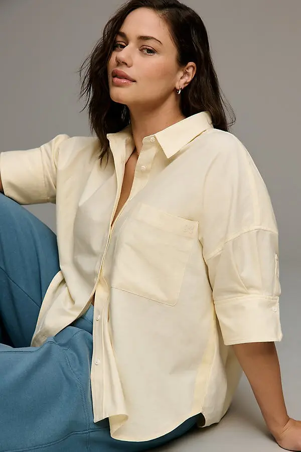 Maeve The Mabel Boxy Oxford Shirt - Pastel Yellow