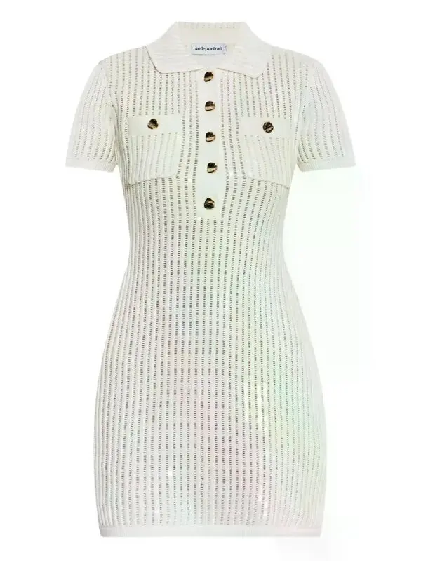 SELF-PORTRAIT Cotton-blend Knitted Mini Dress