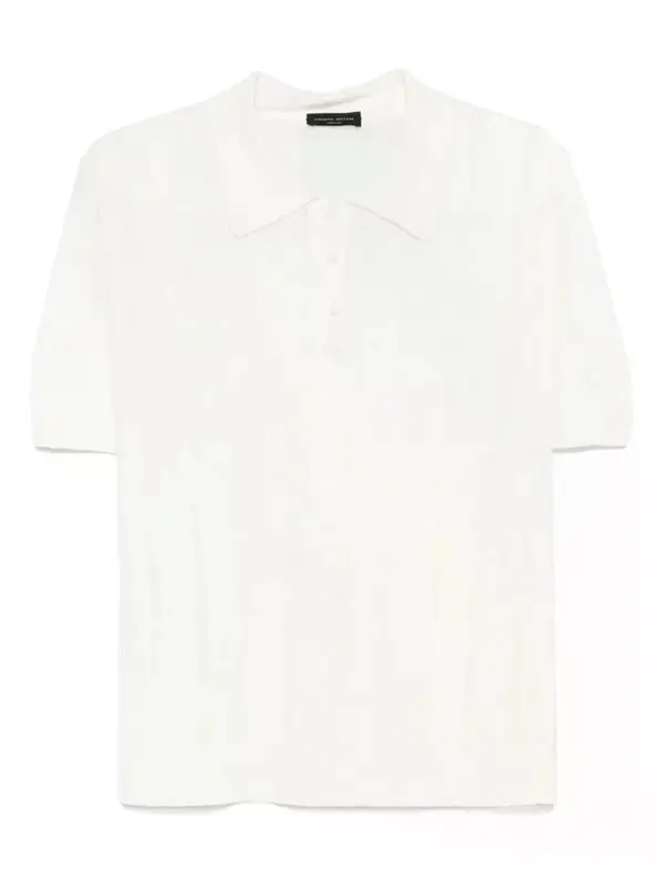 ROBERTO COLLINA Striped Polo Shirt - White