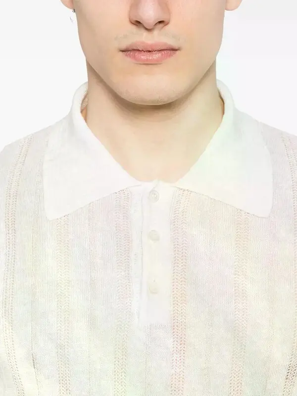 ROBERTO COLLINA Striped Polo Shirt - White