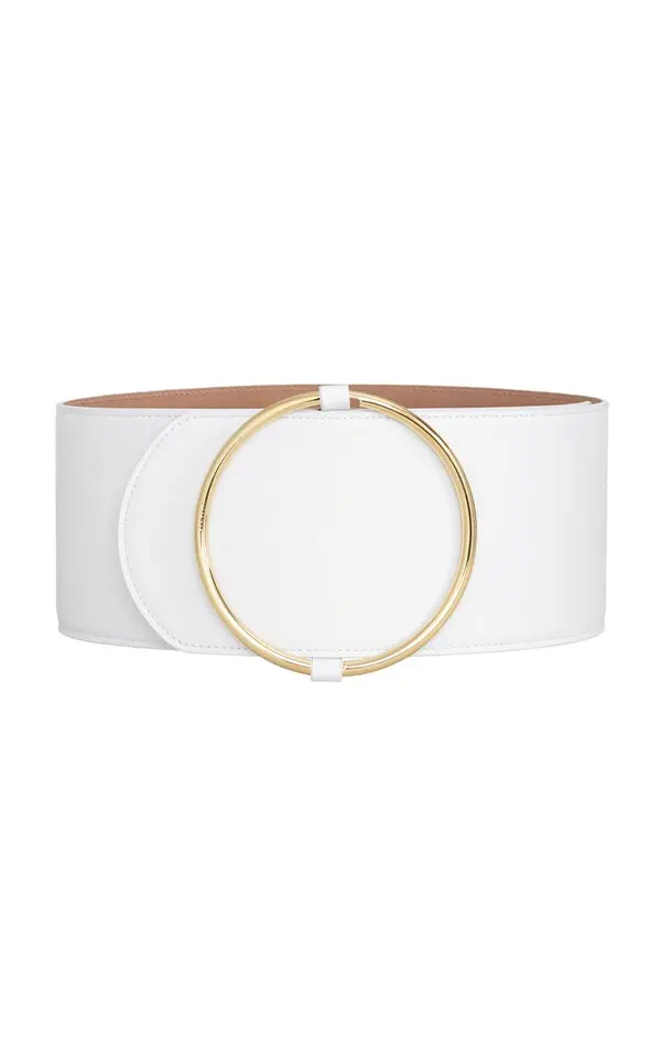 Alaïa Ring Leather Waist Belt - White