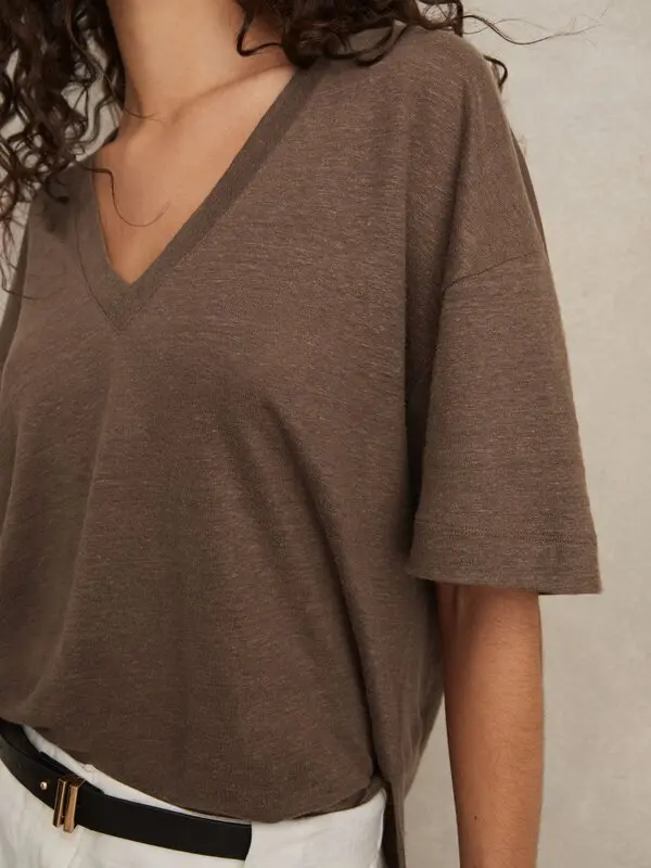 REISS Ember Linen T-shirt