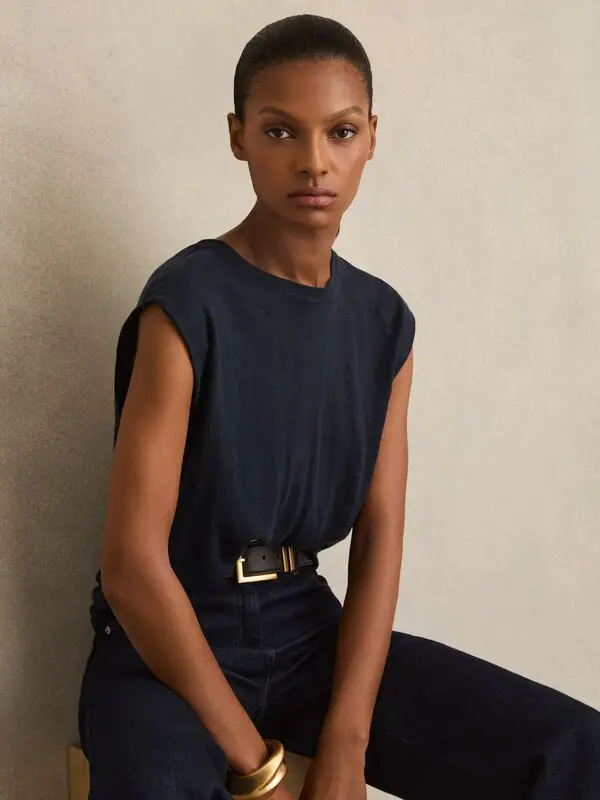 REISS Mara Linen T-shirt