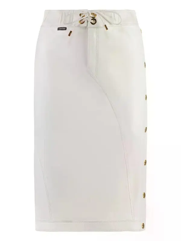TOM FORD Leather Midi Skirt - White